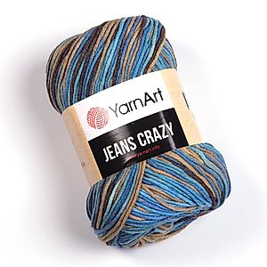 YarnArt Jeans Crazy 55% Cotton 45% PAC , Amigurumi Cotton Yarn, 2 Sport Yarn, 1 Skein/Ball 50 gr 174 yds (7202)