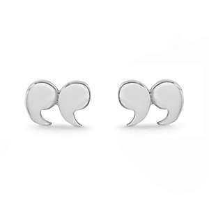 Boma Jewelry Sterling Silver Quotation Mark Stud Earrings