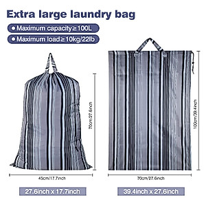 MAIBGALH Laundry Bag with Handles and Drawstring Closure, Laundry Bags Extra Large Heavy Duty, Laundry Room and Dorm Room Essentials, Suitable for Travel and Outdoors, Grey and Blue 2 Pack.