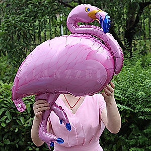 Glanzzeit 30 Inch Flamingo Balloons Animal Mylar Foil Decor Balloons for Baby Shower Bridal Shower Birthday Party Hawaiian Luau Party | Air Filling Only (Pink)