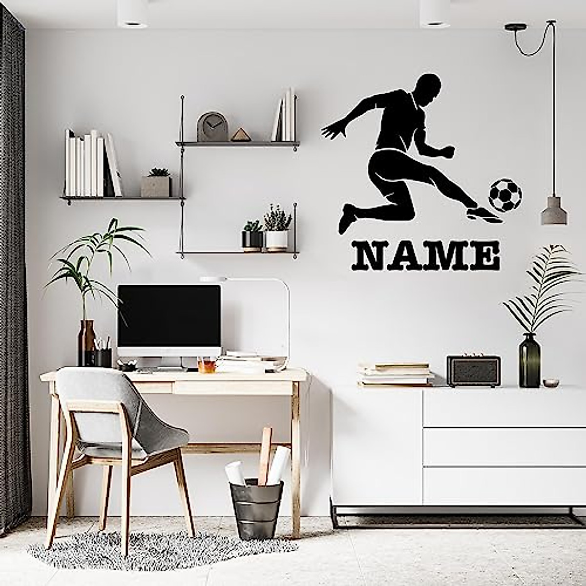 Personalized Soccer Player Wall Decal - Perfect Sports Decor for Boys Bedroom or Soccer Room - Soccer Wall Stickers and Decals for Customized Soccer Wall Decor and Football Fans