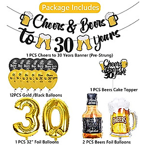 GZDUCK Cheers and Beers to 30 Years Decorations - Cheers to 30 Years Birthday Decorations for Men Women Him Thirty Birthday Decorations for 30th Birthday Wedding Party Supplies