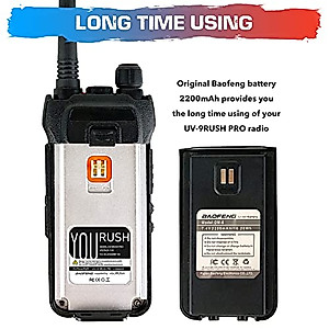 youRUSH Portable Ham Radio BF-H5 10W (9RUSH PRO) High Power Long Range Dual Band Radio IP54 with 2200mAh Battery. K2 Pin Port & youRUSH Lanyard Compatible with Baofeng BF-H5 Handheld Radio