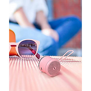EWA A119 Mini Bluetooth Speaker with Lanyard, Small Speaker with Bass Radiator, IPX7 Waterproof, Tiny but Powerful, Cute Metal Wireless Portable Speaker (Rose-Gold)