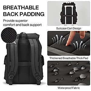 Mixi Travel Laptop Backpack for Women & Men Carry On Backpack fits 16'' Laptop, Waterproof Lightweight Casual Weekender Bags College Students Rucksack,17 Inch, Knight Black