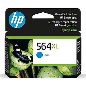 Original HP 564XL Cyan High-yield Ink | Works with DeskJet 3500; OfficeJet 4620; PhotoSmart B8550, C6300, D5400, D7560, 5510, 5520, 6510, 6520, 7510, 7520, Plus, Premium, eStation Series | CB323WN