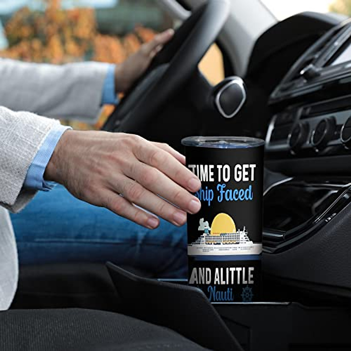20 oz Water Bottles Cruising Coffee Mugs, Time To Get Ship Faced And A Little Nauti Stainless Steel Water Bottles with Straw Coffee Travel Mug 20 oz