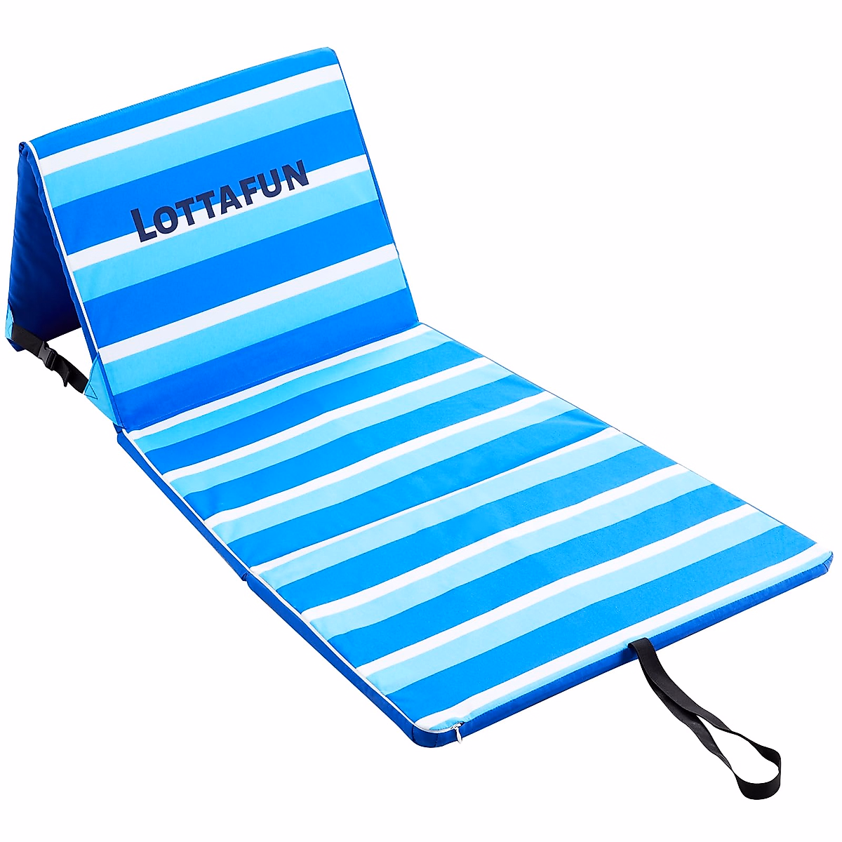 LOTTAFUN Portable Beach Chair with Back Support, Folding Beach Lounge Chair for Adults Adjustable Beach Mat Lightweight Tanning Chair for Outdoor Sand Camping Sunbathing