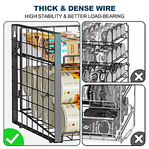 JKsmart 4-Tier Adjustable Stackable Can Rack Organizer for Pantry + 3-tier Sliding Closet Organizers and Drawer Storage(Black)