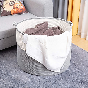 DUOLEO XXXXXL Large Rope Blanket Baskets 24" x 24" x 18" Woven Baskets for Storage Baskets for Blankets Laundry Basket for Toys Storage Basket with Handle Laundry Hamper