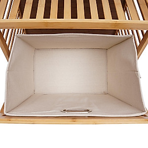 4-Tier Laundry Hamper,Bamboo Laundry Organizerm, Tilt-Out Laundry Linen Hamper Storage Shelf Cabinet with Shelf and Removable Liner, for Bathroom Living Room Bedroom Storage Laundry Shelf