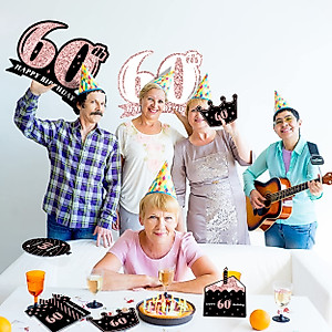 LINAYE 60th Birthday Decorations Yard Sign Rose Gold for Women | 60th Birthday Yard Decorations Outdoor 7PCS Happy 60th Birthday Decorations Yard Signs with Stakes 60th Birthday Photo Props Rose Gold