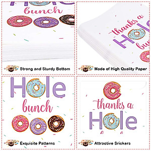 50 PCS Donut Candy Bags Thanks A Hole Bunch Stickers Donut Grow Up Party Decoration, Donut Birthday Goodie Bags Donut Theme Party Supplies Baby Shower Doughnut Time Supplies for Kids Girls