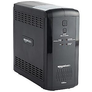 Amazon Basics Line Interactive UPS 1000VA 550 Watt Surge Protector Battery Power Backup, 9 Outlets, Black