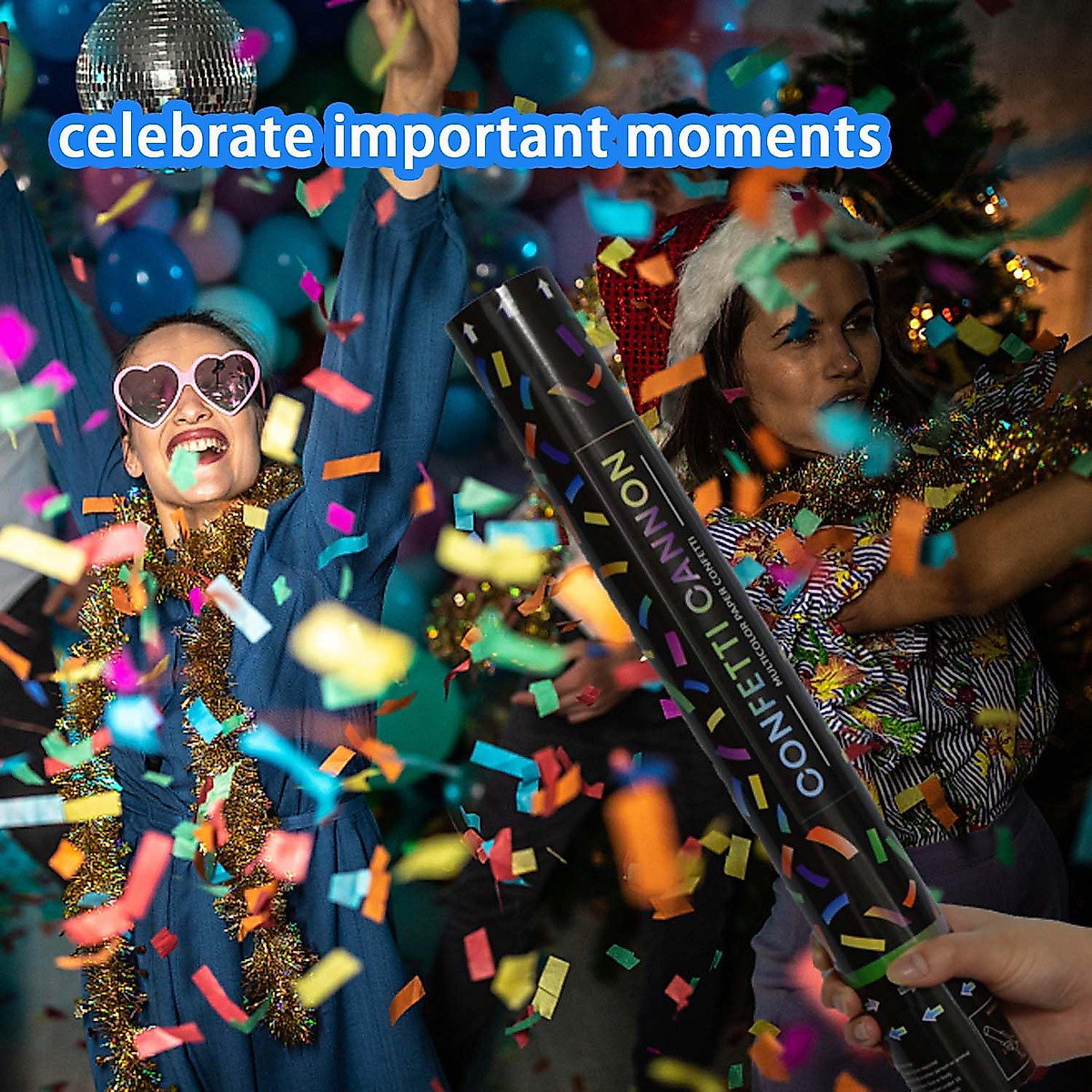 16 Inch [6 Pack] Biodegradable Confetti Cannon Party Poppers Party Supplies, Air Powered | Launches 20-25ft | Celebrations, Super Bowl,New Year's Eve,Birthdays,Christmas and Weddings