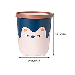 Hemoton Trash Can Plastic Garbage Can Cute Round Wastebasket Trash Bin Waste Container for Home Kitchen Bathroom Office Pink Blue