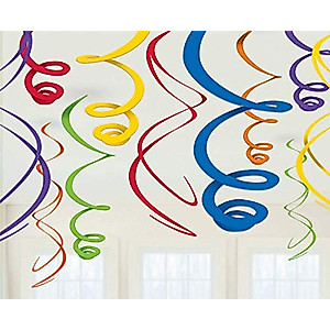 amscan Swirl (12ct) Party Decorations, 22", Multicolor
