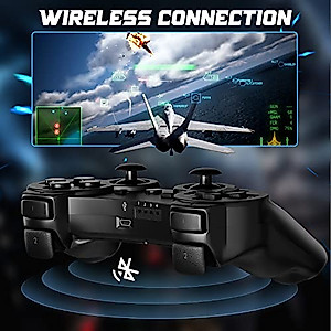 Kujian Game Controller 2 Pack Wireless 6-axis Dual Motors High Performance Gaming Controller for P3 with 2 USB Charging Cord