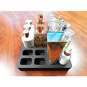 Polar Whale 2 Lotion and Body Spray Stand Organizers Tray Washable Waterproof Insert for Home Bathroom Bedroom Office 11.75 x 12.3 x 2 Inches 20 Slots Black 2pc Pair Set