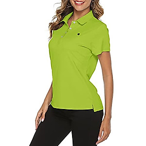 Rdruko Women's Golf Polo T Shirts Lightweight Moisture Wicking Short Sleeve Shirt Quick Dry 4-Button(Green, US S)