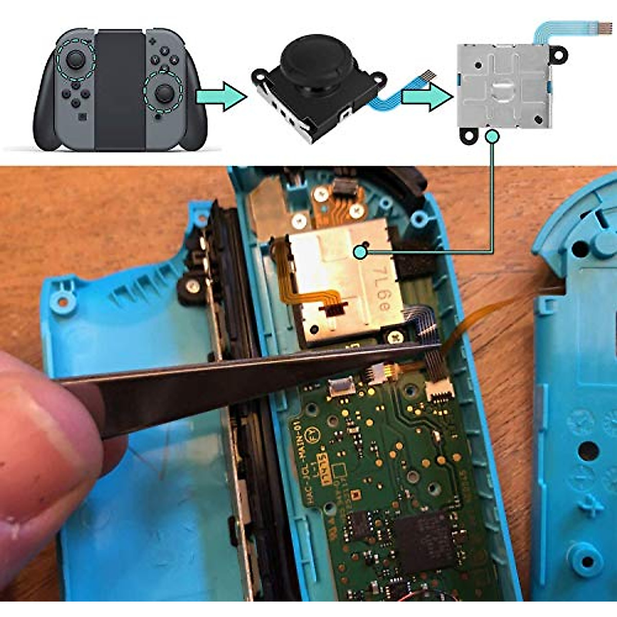 Linkstyle Joycon Joystick Replacement, Professional 3D Analog Thumb Stick for Switch Analog Joystick with Screws, 4PCS