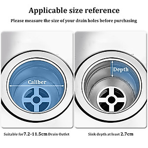 VMVN Kitchen Sink Strainer, Stainless Steel Sink Drain Strainers, 2pcs Drain Cover Stopper,4.5" Diameter for Kitchen Drain Basket,for Shower Bathtub Drain Hair Catcher