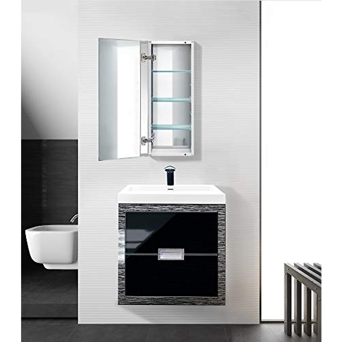 Krugg Medicine Cabinet | Recess or Surface Mount | Blum Hinge 170 Degree Soft Close | (12"x30")