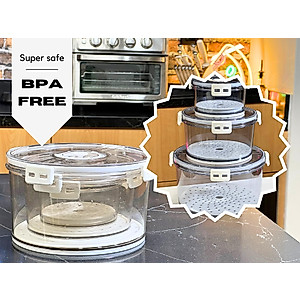 NEBQUINETTI Lettuce Keeper for Refrigerator with Lids 3-Piece Set Date Chronograph Airtight BPA-Free Removable Drain Tray and Air Vents