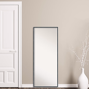 Amanti Art Blue Full Length Mirror, 61x25 Dixie Blue Grey Rustic Narrow Tall Free Standing Body Wall Mirror Full Length for Dressing, Country Rustic Wood Frame, Lean on Floor or Hang, Wall Decor