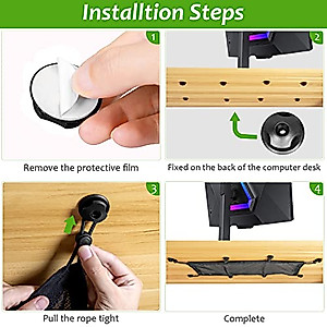 Under Desk Cable Management Net 2 Packs, 26'' x 10'' Flexible Under Desk Wire Cord Organizer Kit, Large Capacity Cord Hidden Stretch Mesh Cable Holder for Desks, Offices and Kitchens, Fits Most Tables