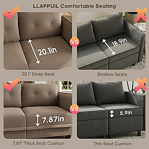 LLappuil Modular Sectional Sofa with Storage U Shaped Couch with Reversible Chaise Velvet Waterproof Anti-Scratch Sofas for Living Room 6 Seats Grey Brown
