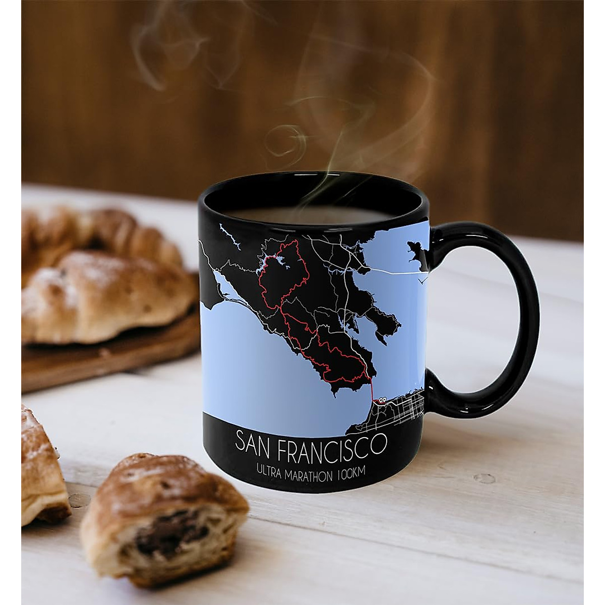 Ultra Marathon 100KM San Francisco Gifts and Souvenirs - Unique Drinkware - Ultra Marathon 100KM Race Momento - 11oz Black Ceramic Mug