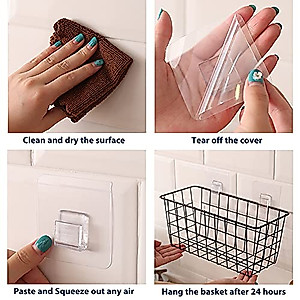 Metal Hanging Wire Basket with Hooks for Storage, Bawuie 4 Pack Wall Mount on Door Sturdy Organizer Holder, Farmhouse Rustic Decor Home Bin for Kitchen Cabinets Pantry Bathroom Bedroom Office, Black