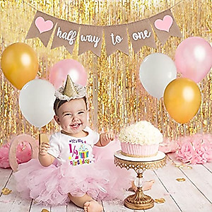 Half Way To One Banner - Half Birthday Banner, Its my 1/2 Birthday, Half Birthday Decorations, Burlap Birthday Banner, 6 Month Photo Prop,Best Birthday Party Supplies