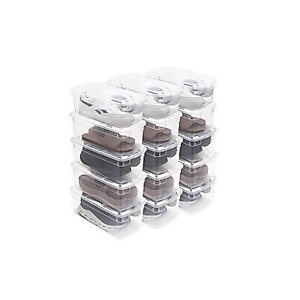 Organize-it, Pack of 15-6QT Ultra Premium Clear Shoe Box, Modular Storage Box for Shoes, Versatile Organization and Storage Box with Clear Base and Lid, 12.9" L X 7.9" W X 4.7" H