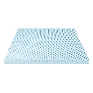 Best Price Mattress 4 Inch Egg Crate Memory Foam Mattress Topper with Cooling Gel Infusion, CertiPUR-US Certified, Short Queen Light Blue