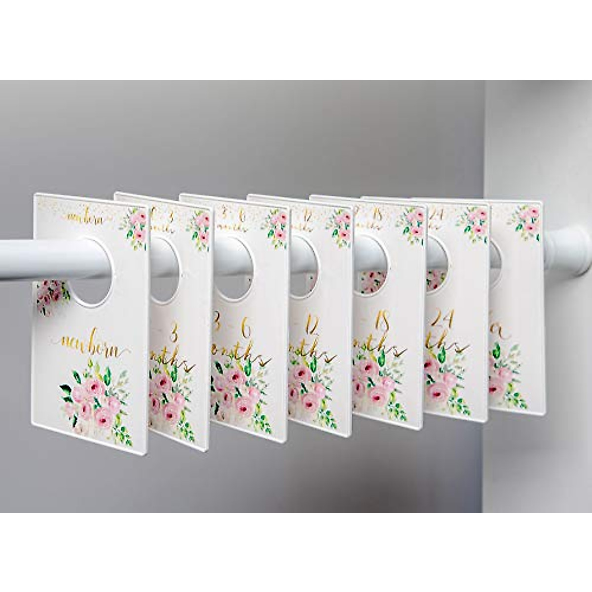 Mumsy Goose Nursery Closet Dividers Mauve Floral Baby Clothes Dividers Girl Grey Pink and Gold Closet Organizers