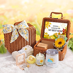 RYANDYPE Mother's Gifts for Mom,Sunflower Gifts for Mom From Daughter Son,Mom Birthday Basket Box Gifts Ideas Sending Sunshine for Mom