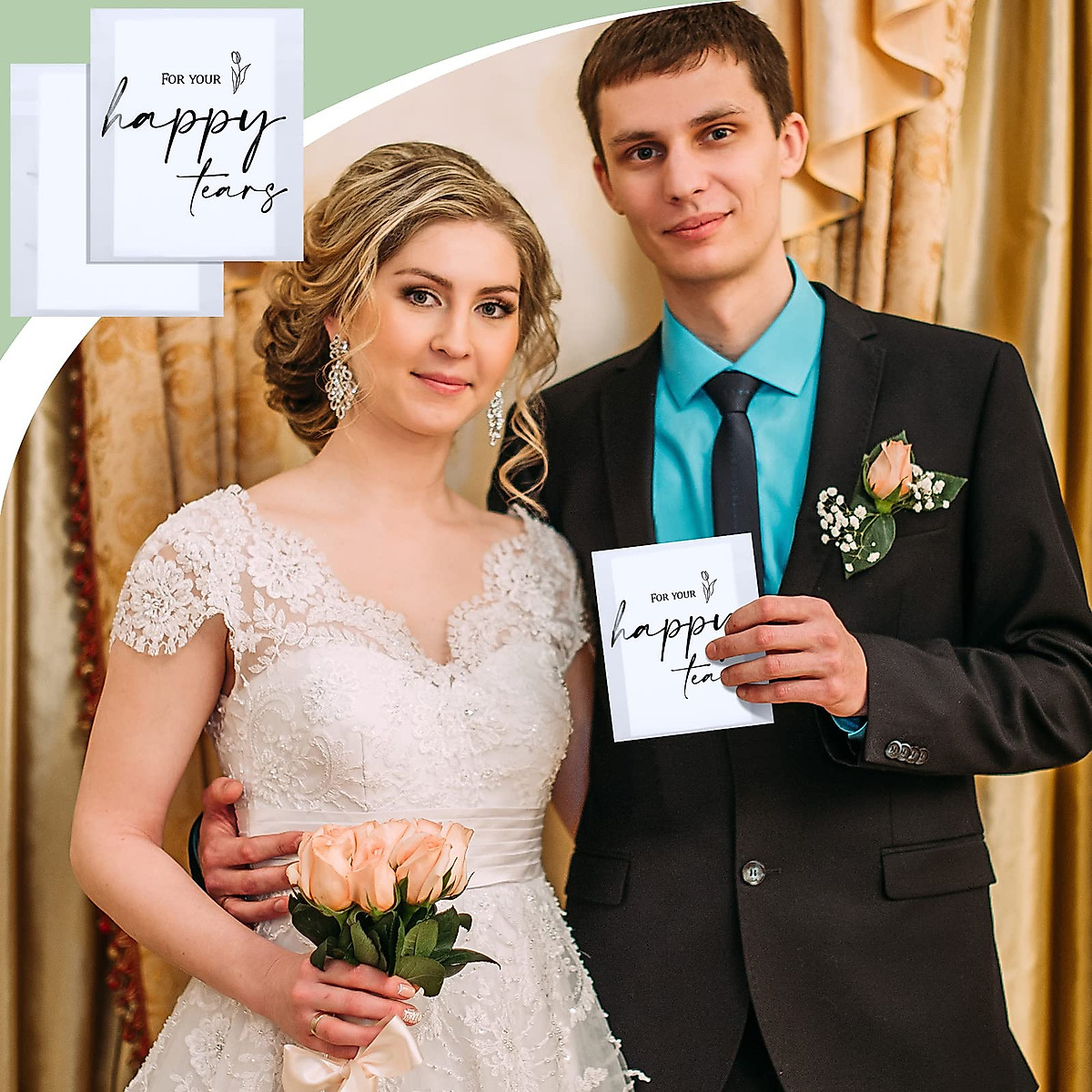 Eaasty Happy Tears Tissue Packs for Wedding 3 Ply Wedding Tissues for Guests Travel Size Bulk Facial Paper Welcome Bag Stuffers Gift Bride and Groom Mother(30 Pack)