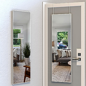 ANYHI Full Length Mirror, 60" x 18" Large Full Body Mirror, Wall Mirror Full Length, Door Mirror Full Length, Gym Mirror for Wall, Standing Floor Mirror, Long Mirror for Living Room Bedroom (White)
