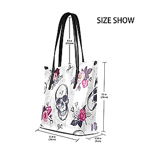 Skulls And Flower Handbags Shoulder Bags Leather Crossbody Handbag for Women Tote Satchel