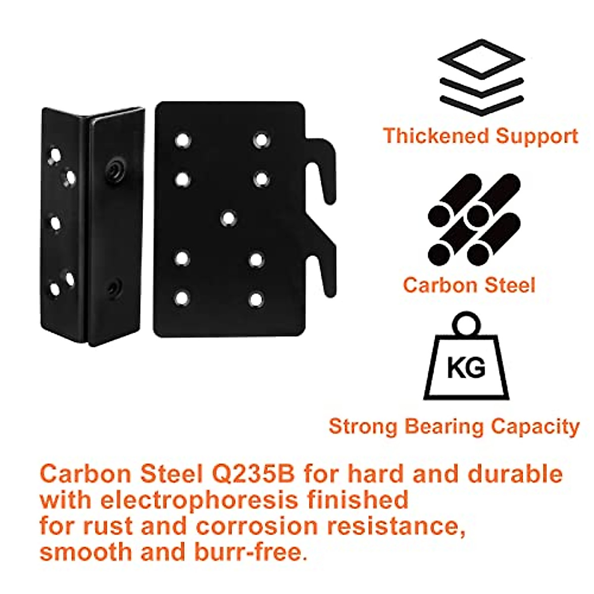 4 Pack Heavy Duty Bed Rail Hooks, Bed Rail Brackets for Wooden Bed Replacement, Universal Bed Frame Hardware with Screws Included