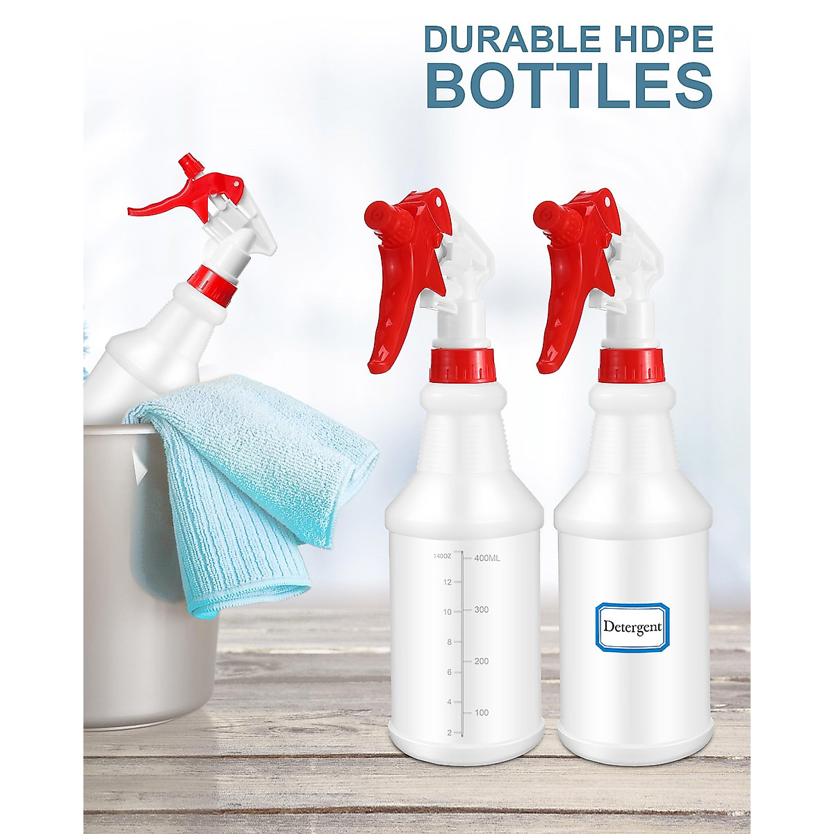 Eccliy 20 Pack 16 Oz Empty Spray Bottles for Cleaning, Leak Proof Spray Bottles with Measurements and Adjustable Nozzle for Cleaning Solutions Commercial Supplies(Red)