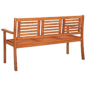 MINERWALL 3-Seater Patio Bench with Cushion 59.1" Solid Eucalyptus Wood,Solid Eucalyptus Wood Bench with Cushion for Outdoor Patio and Garden Patio Furniture