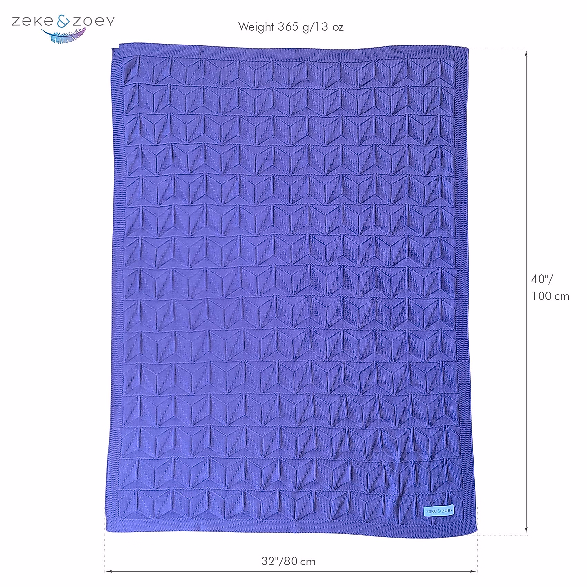 Zeke and Zoey Soft 100% Cotton Knit Purple Baby Blanket for Girls or Boys – Unisex, for Infant, Newborn, Toddler and Kids for Crib, Stroller, Car, Receiving or Swaddle Blanket