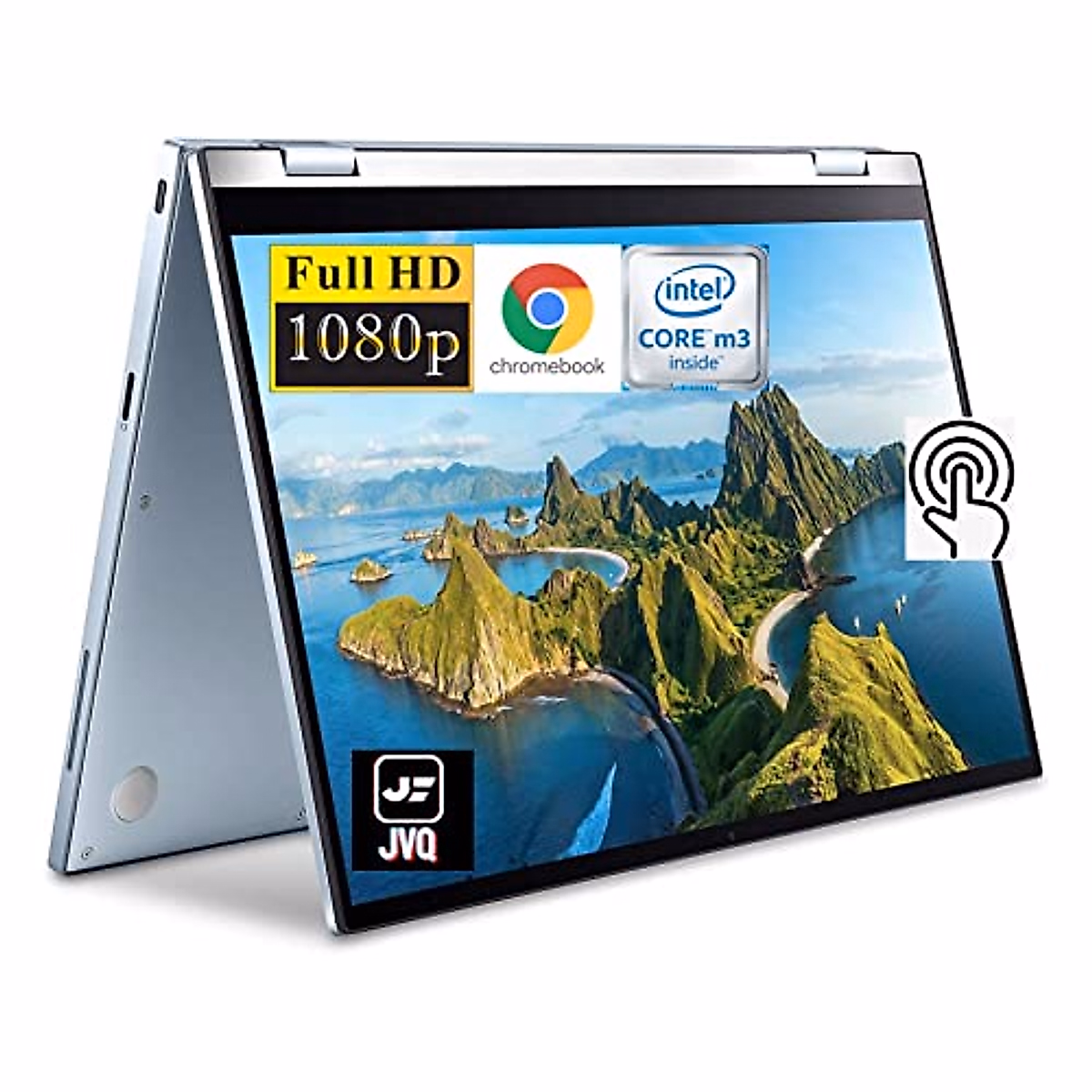 ASUS Newest Flip 2-in-1 14" FHD Touchscreen Chromebook Laptop, Intel Core m3-8100Y(up to 3.4 GHz), 8GB RAM, 128GB Space(64GB eMMC+64GB Card), Webcam, Backlit Keyboard, WiFi, Chrome OS, Silver+JVQ MP