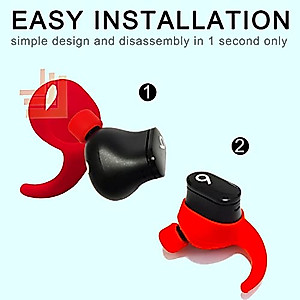 Anti Slip Silicone Ear Hook Tips for Beats Studio Buds Eartips for Beats Earbuds Replacement for Beats Cover Red 2 Pairs