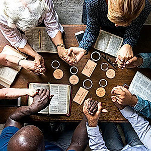 craftshou 60 Pack Bible Inspirational Keychains Wooden Bible Verse Bulk Key Chain Christian Quotes Sign Wood Keyrings Church Faith Gifts for Prayer Easter Party Favors Inspirational Engraved Gift