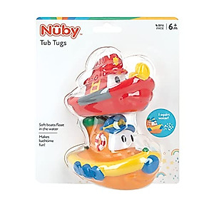 Nuby 2-Pack Tub Tugs Floating Boat Bath Toys, Colors May Vary, (Pack of 2)