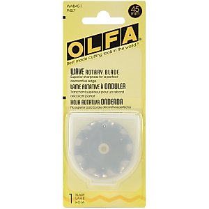 OLFA 45mm Rotary Cutter Wave Blade, 1 Blade (WAB45-1) - Stainless Steel Circular Decorative Edge Blade for Crafts, Sewing, Quilting, Scrapbooking, Fits Most 45mm Rotary Cutters